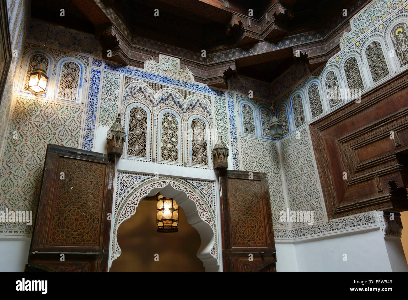 Traditional Moroccan interior of the Dar Jamai, a palace built in 1882 ...