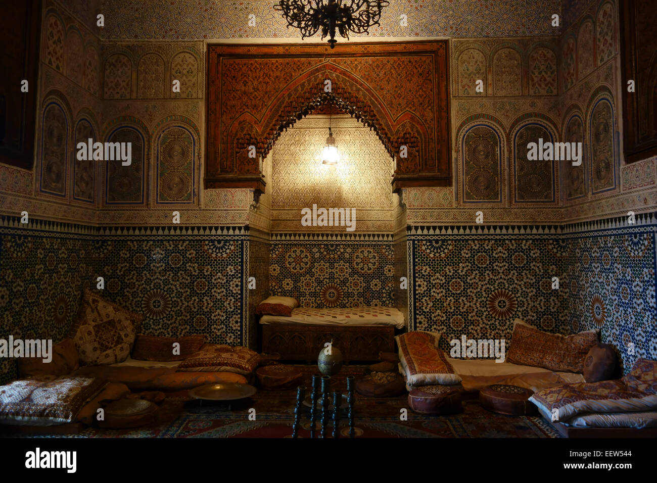 Traditional Moroccan interior of the Dar Jamai, a palace built in 1882 ...