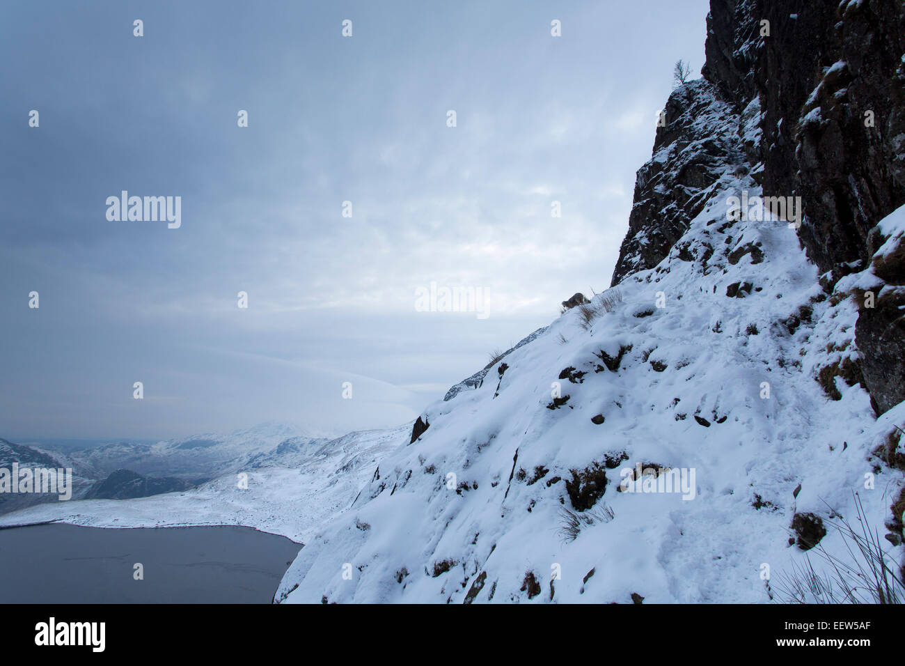 Stickle Tarn and Jack's Rake scramble in winter, Great Langdale, Lake ...
