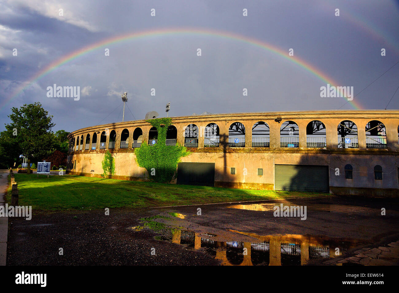 New Haven CT USA- A rainbow forms over Yale Field baseball stadium ...