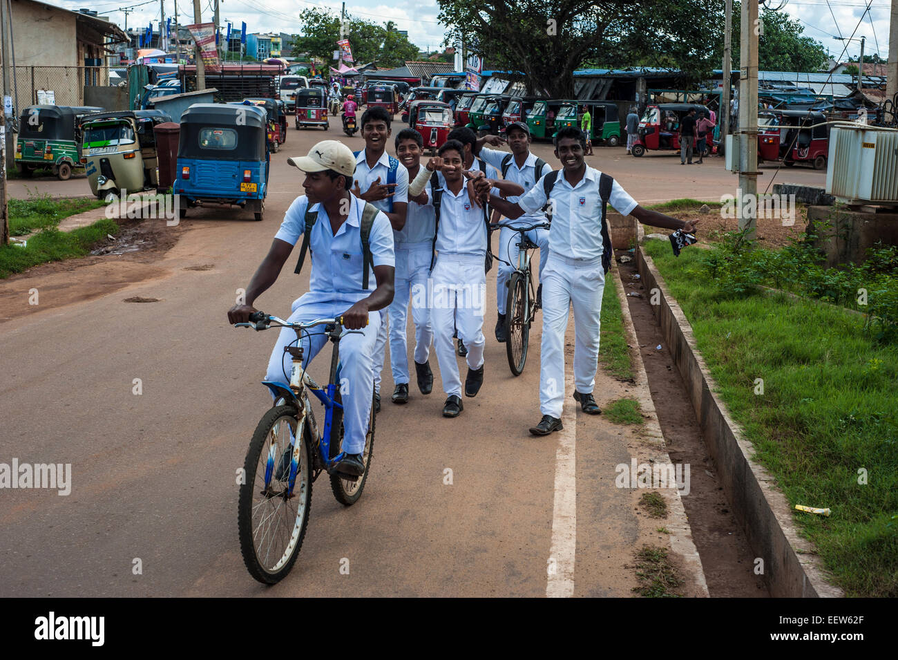 School boys going home in Chilaw, Sri Lanka Stock Photo - Alamy