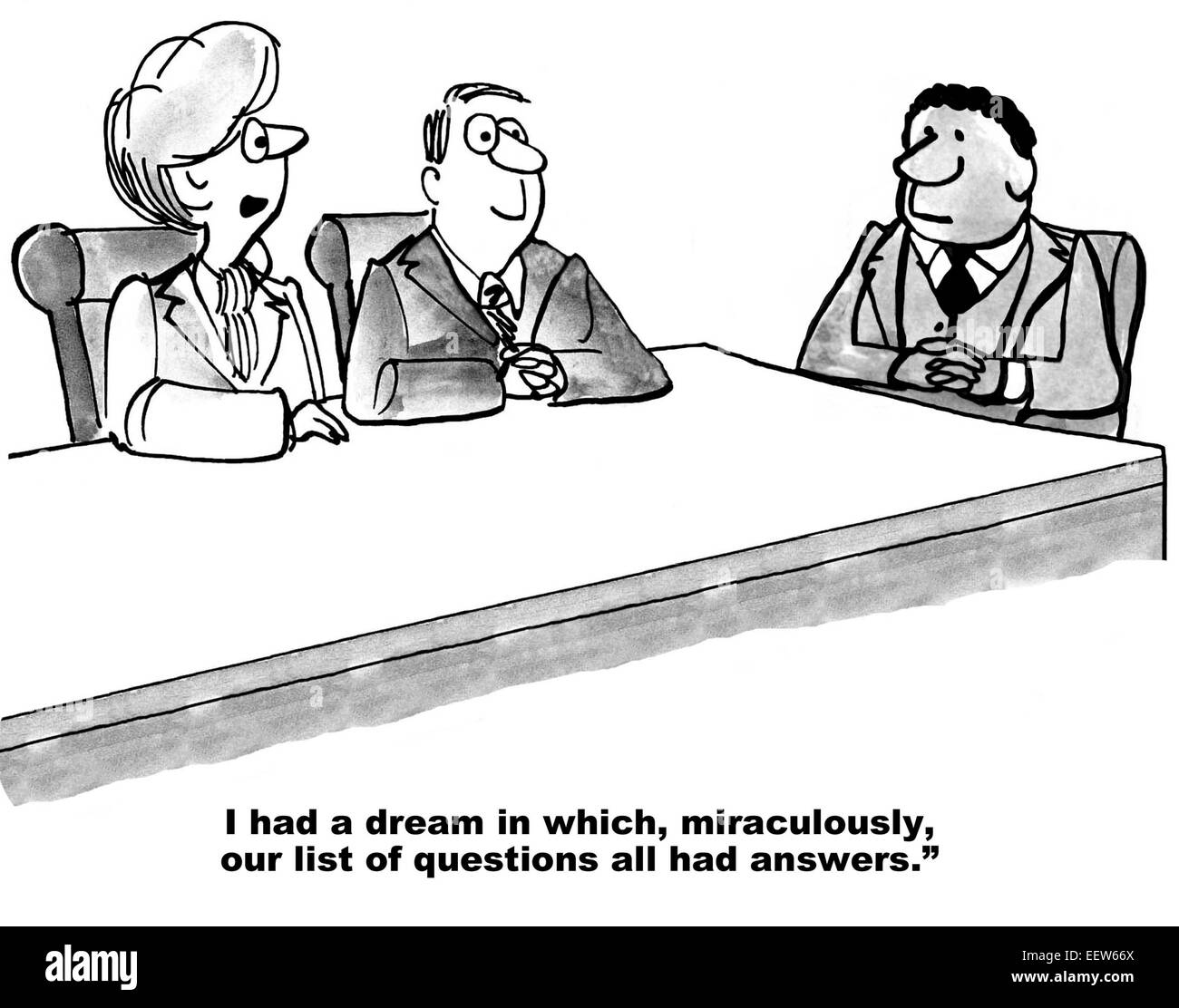 Cartoon of business meeting and businesswoman saying she had a dream in ...