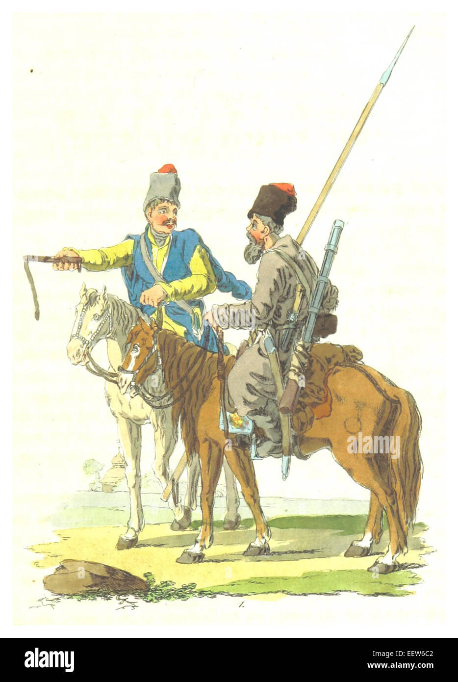 This 1809 illustration by Bergk depicts the Don Cossacks, a group of ...