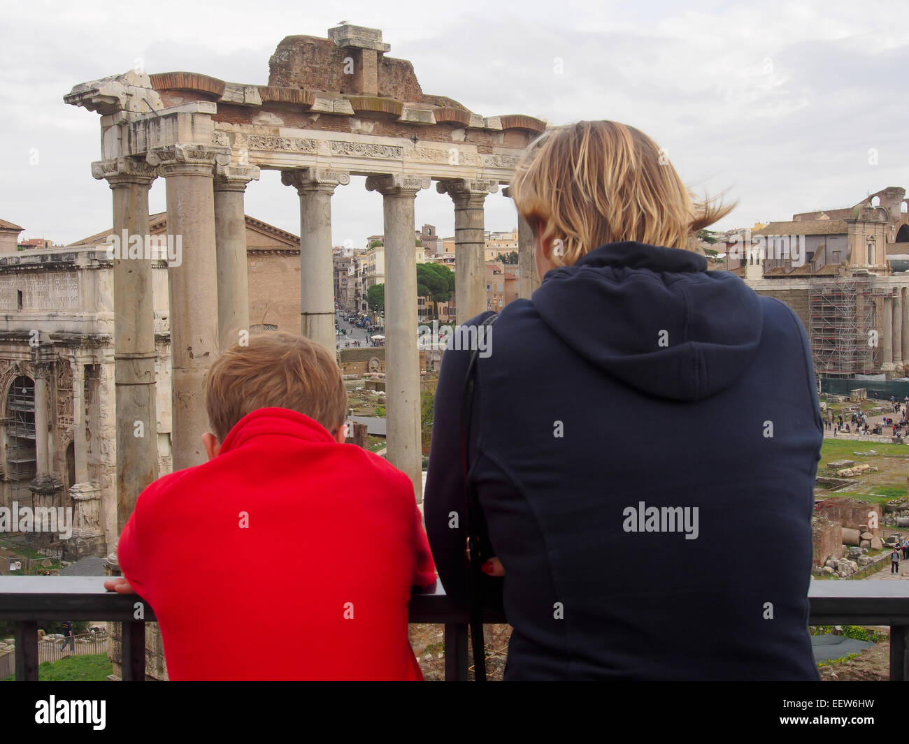 Mother with a son admiring Rome's Heritage monuments Stock Photo - Alamy