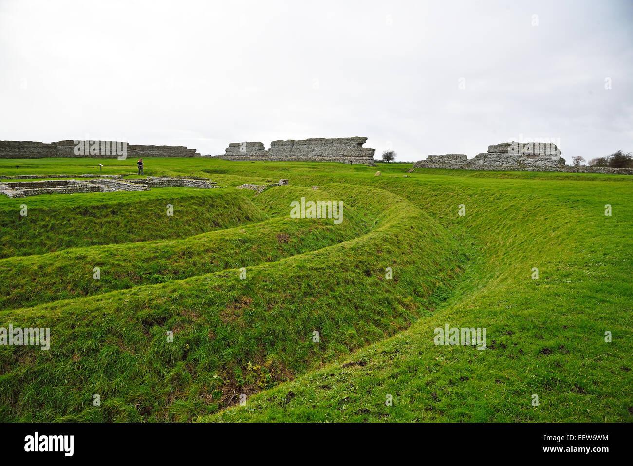 Defensive Ditches at Richborough Roman Fort, Kent, UK Stock Photo - Alamy