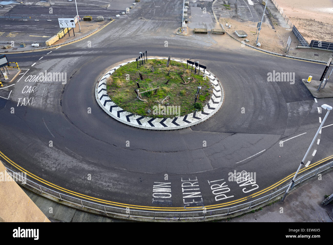 Roundabout at Port of Ramsgate and Ferryport, Ramsgate, Kent, UK, seen ...