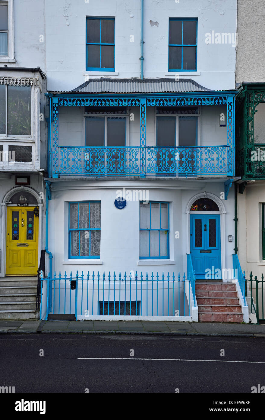 House at 8 Paragon, Ramsgate, Ket, UK, showing a blue plaque indicating ...