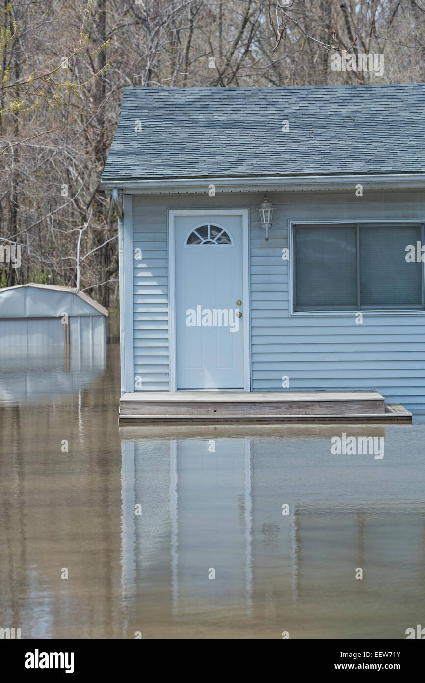 Facade of flooded house Stock Photo - Alamy
