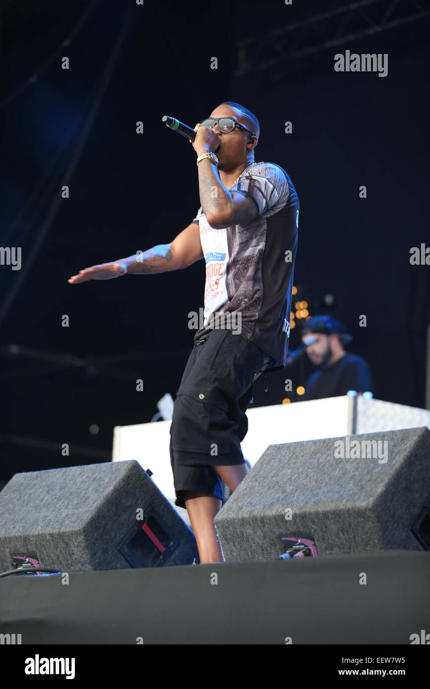 Rapper NAS performs at the Lovebox Festival in Victoria Park, London ...