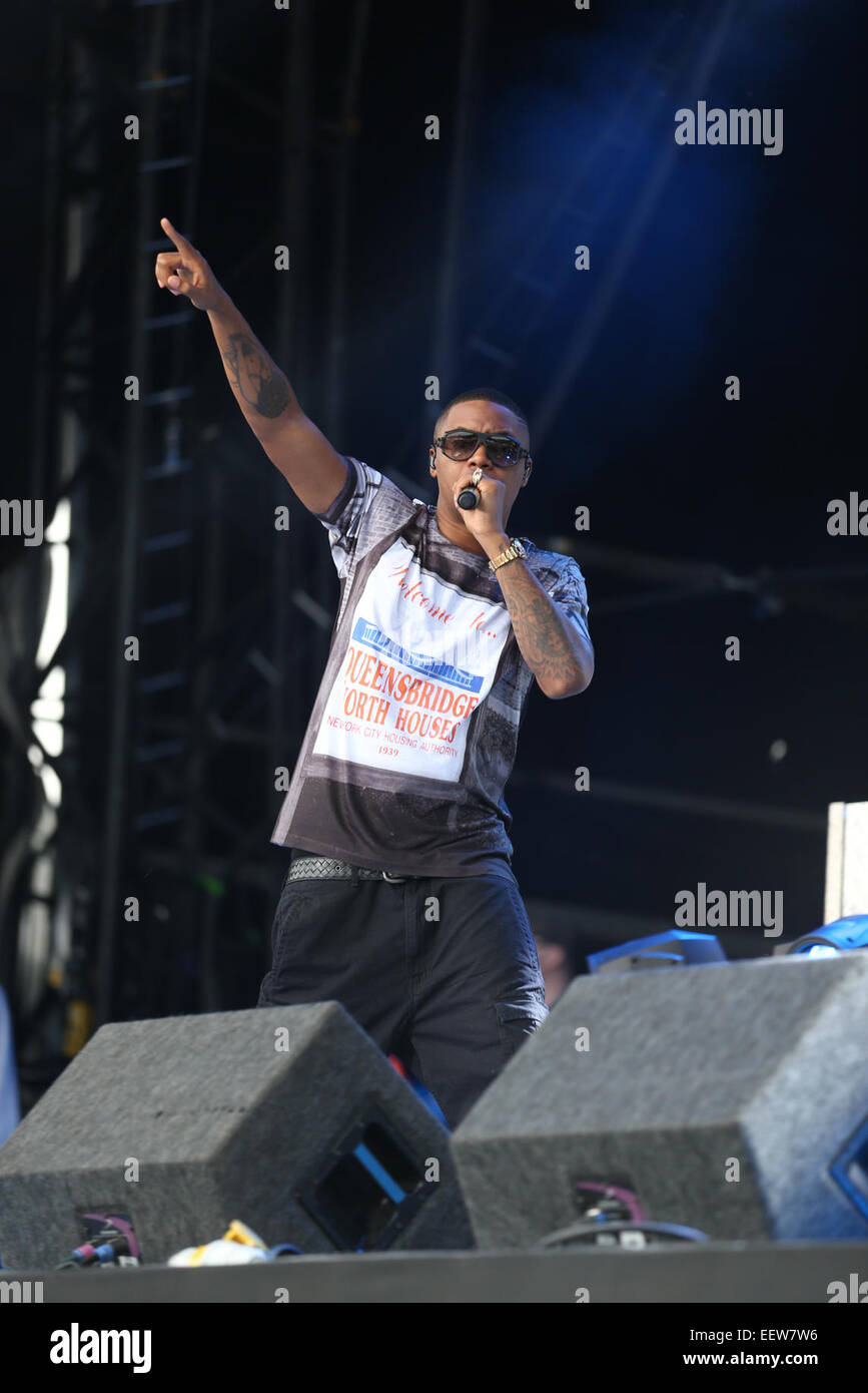 Rapper NAS performs at the Lovebox Festival in Victoria Park, London ...