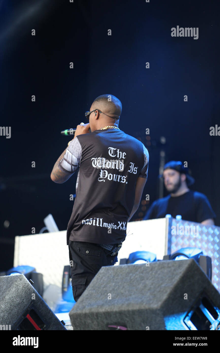 Rapper NAS performs at the Lovebox Festival in Victoria Park, London ...