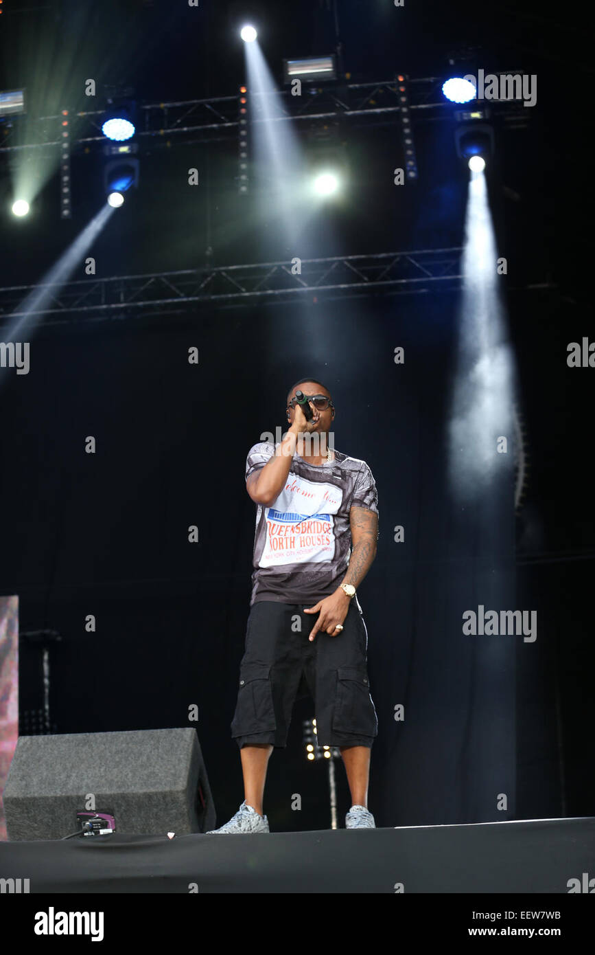 Rapper NAS performs at the Lovebox Festival in Victoria Park, London ...