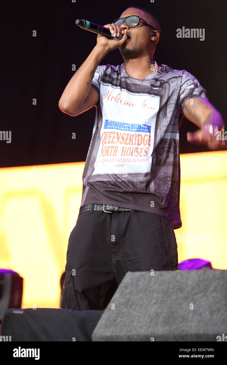 Rapper NAS performs at the Lovebox Festival in Victoria Park, London ...