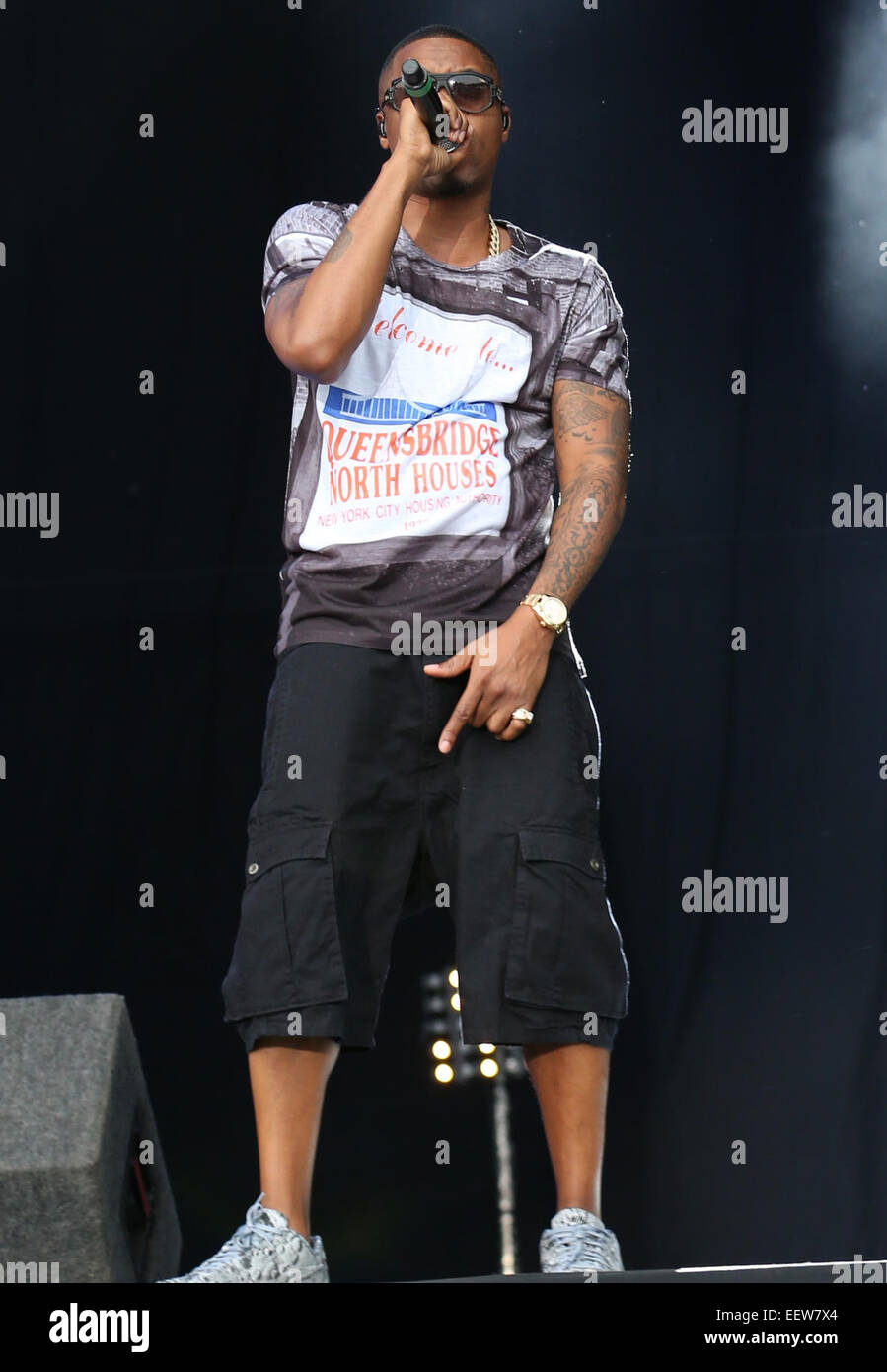 Rapper NAS performs at the Lovebox Festival in Victoria Park, London ...
