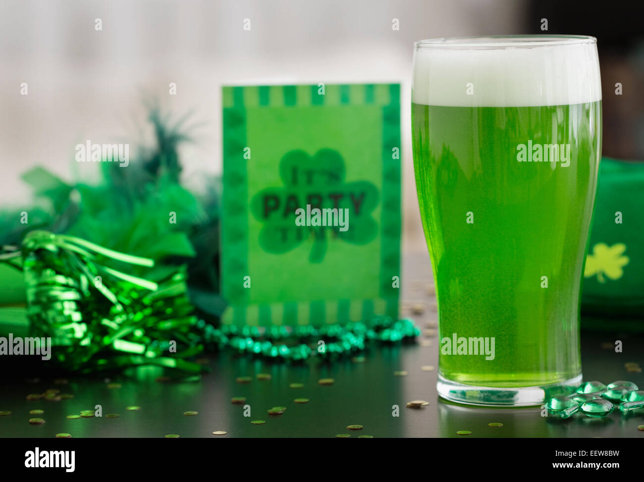 Glass of green beer Stock Photo - Alamy