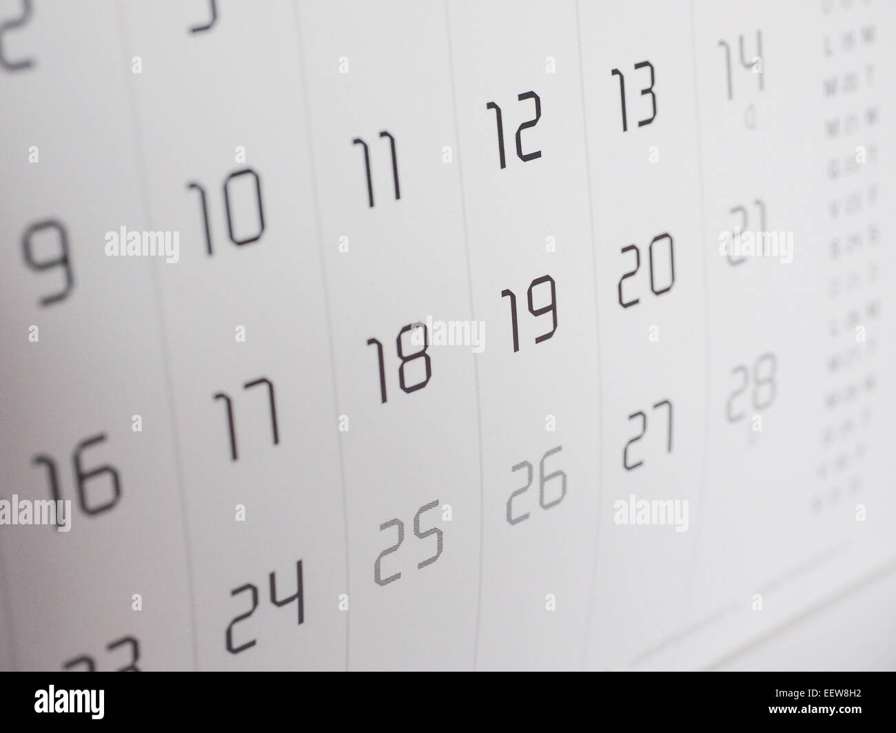 Detail of a calendar page with dates Stock Photo - Alamy