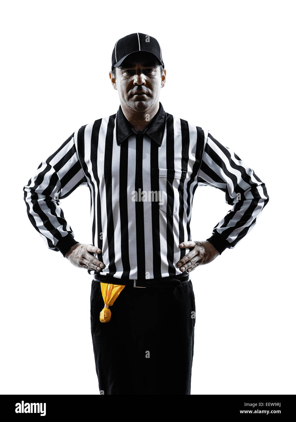 american football referee gestures offside in silhouette on white ...