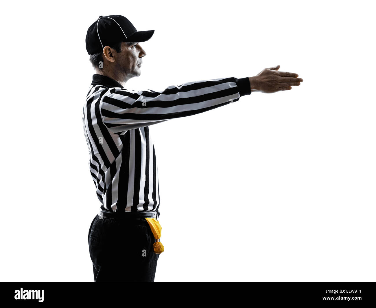 american football referee gestures first down in silhouette on white ...