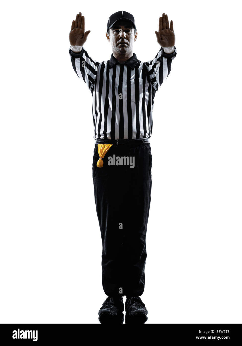 american football referee gestures in silhouette on white background ...