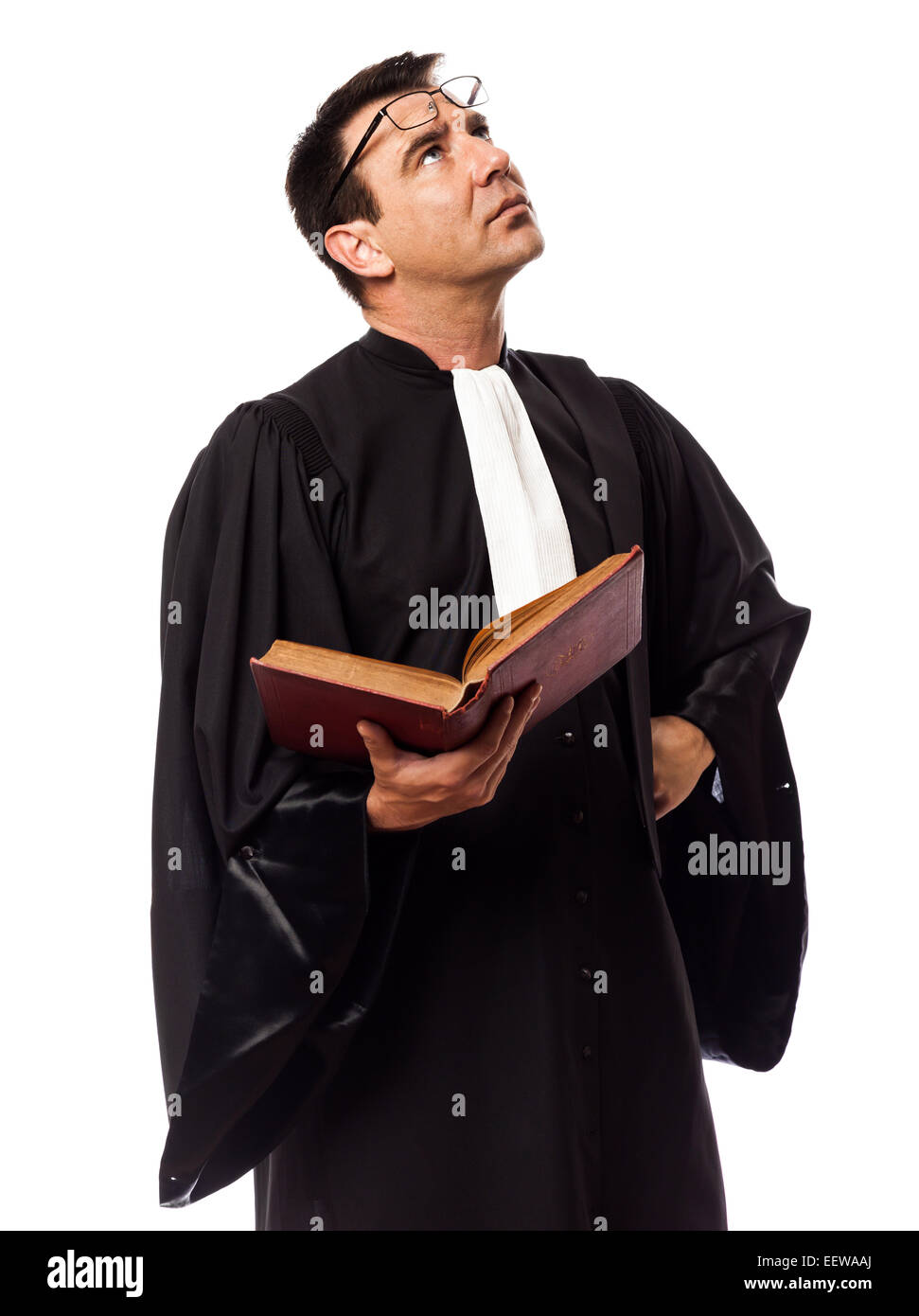 one caucasian lawyer man in studio isolated on white background Stock ...