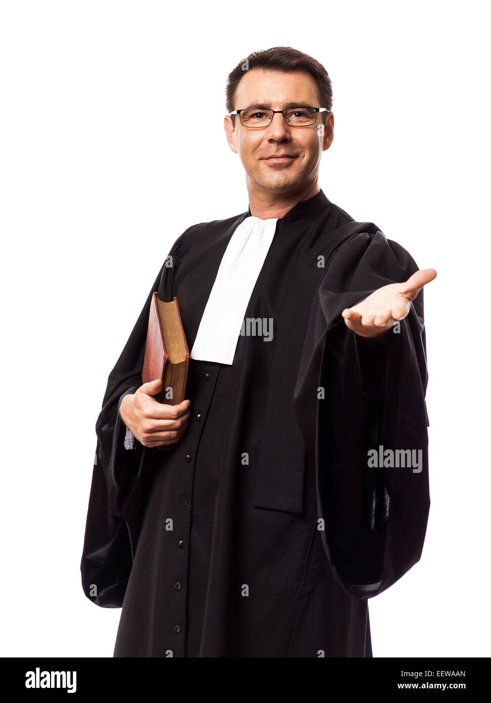one caucasian lawyer man in studio isolated on white background Stock ...