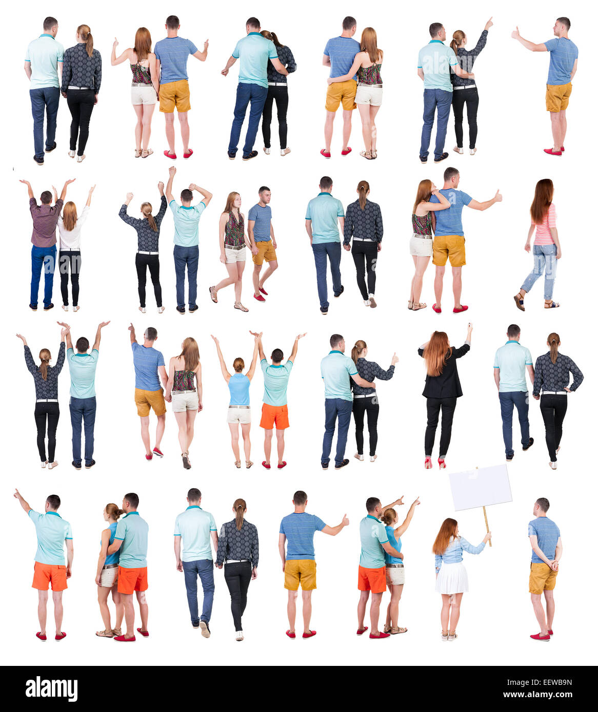 Collection " Back view people ". Rear view people set. backside view of ...