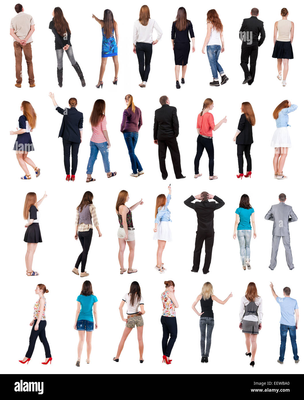 Collection " Back view people ". Rear view people set. backside view of ...