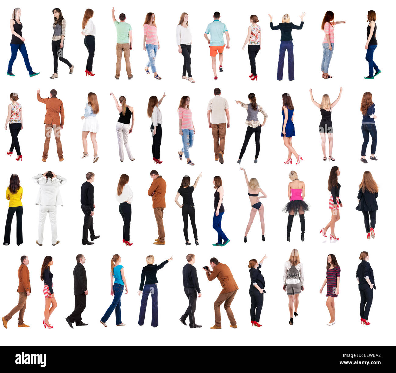 Collection " Back view people ". Rear view people set. backside view of ...