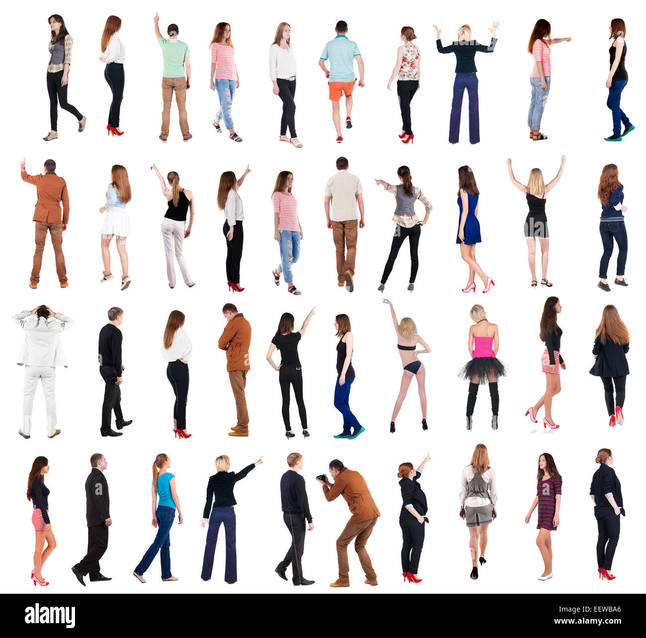 Collection " Back view people ". Rear view people set. backside view of ...