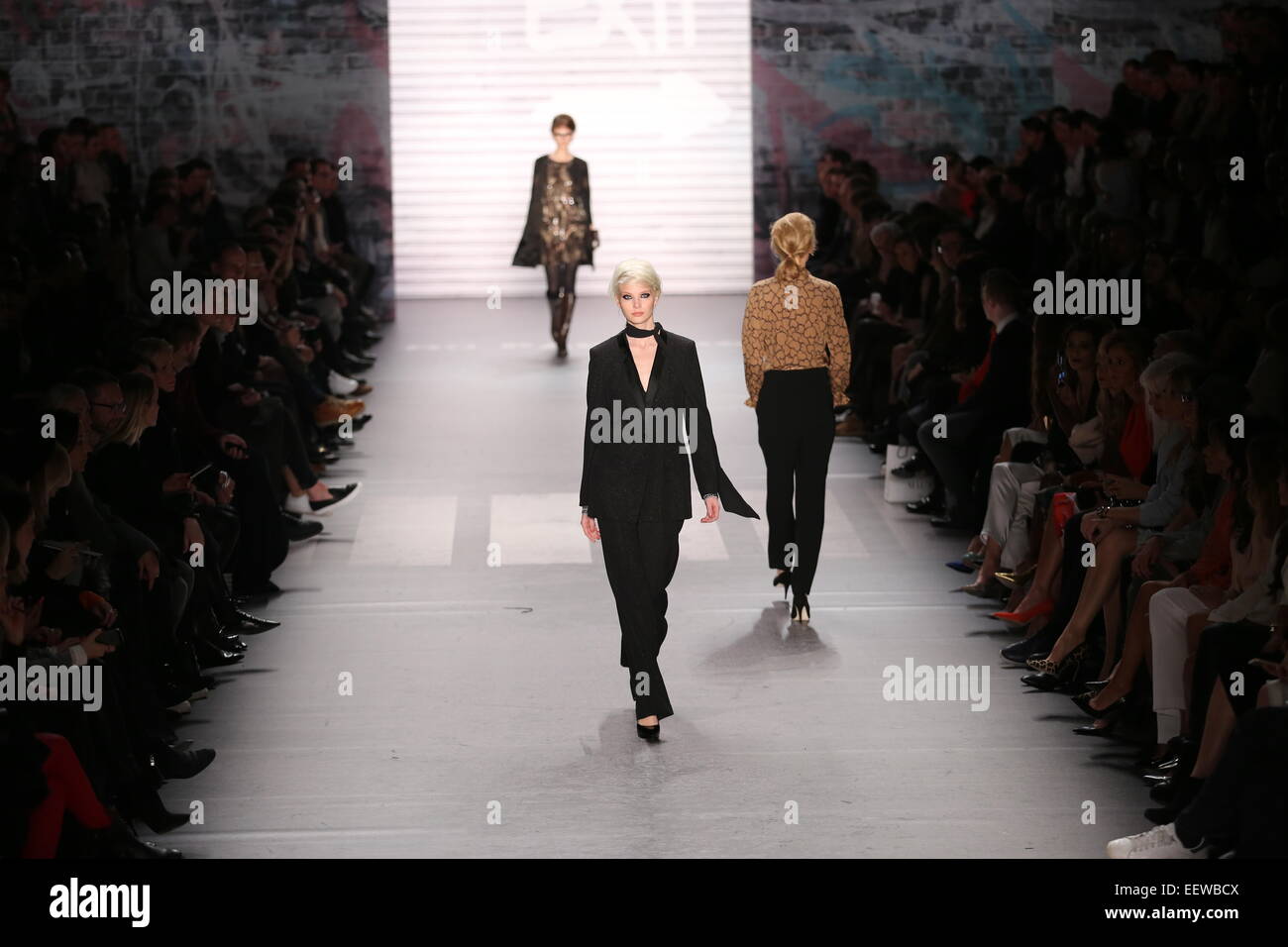 Mercedes-Benz Fashion Week Autum/Winter 2015 in Berlin. A model ...