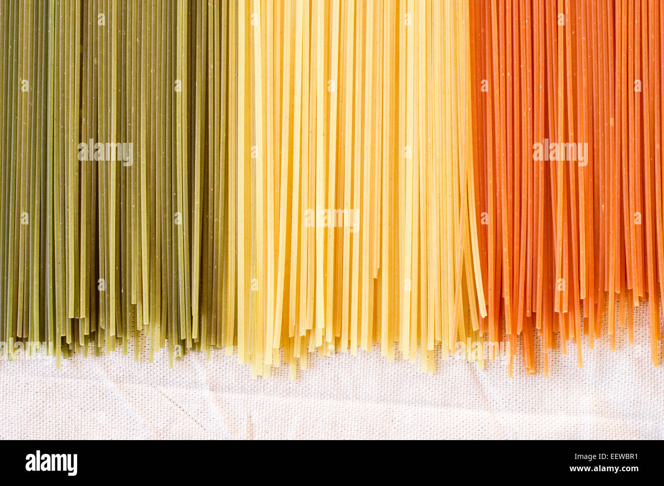 Spaghetti pasta in the colors of the Italian flag Stock Photo - Alamy