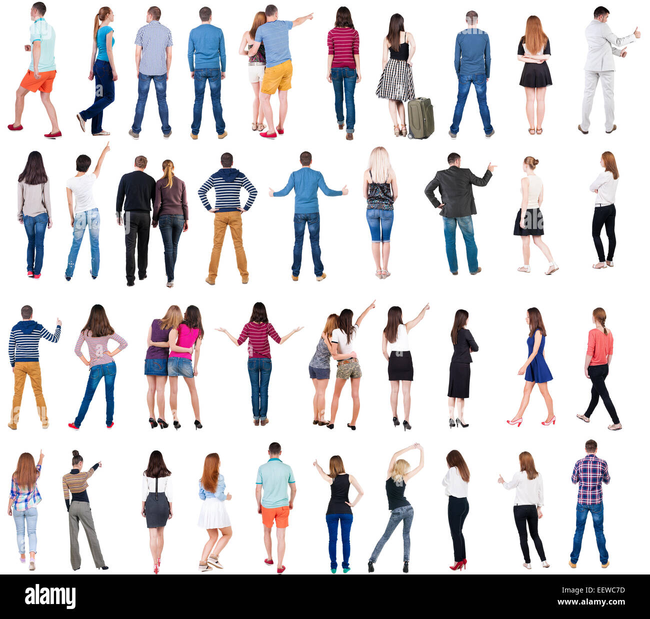 Collection " Back view people ". Rear view people set. backside view of ...