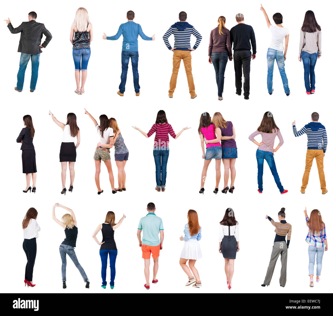 Collection " Back view people ". Rear view people set. backside view of ...