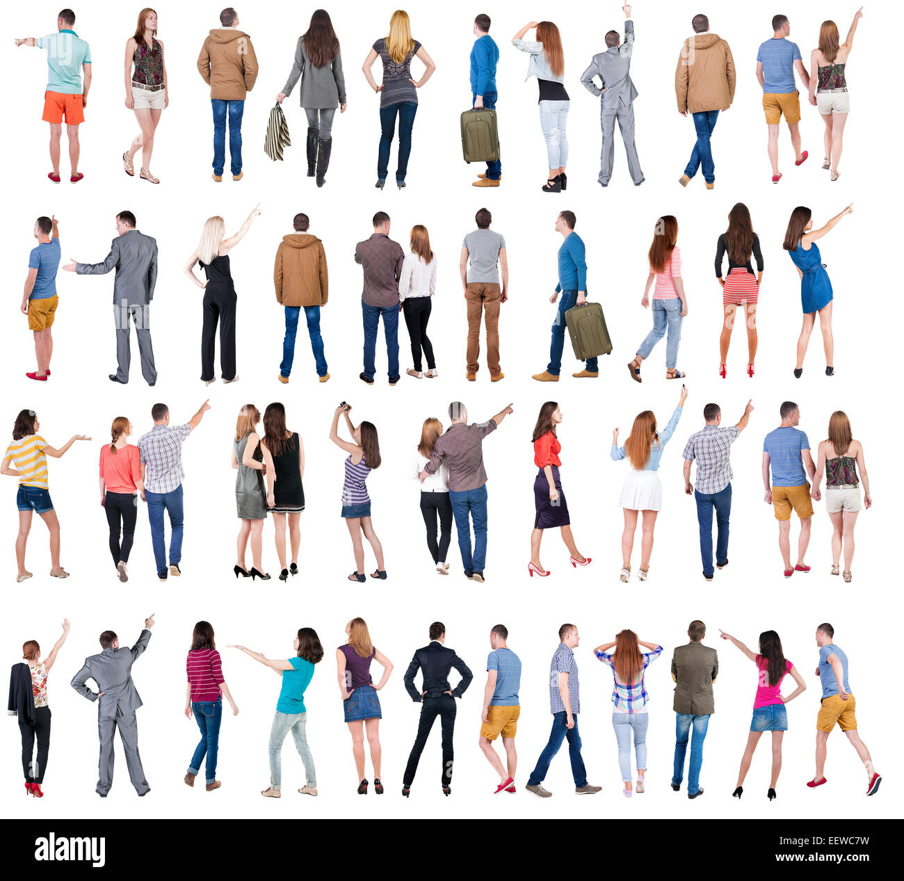 Collection " Back view people ". Rear view people set. backside view of ...