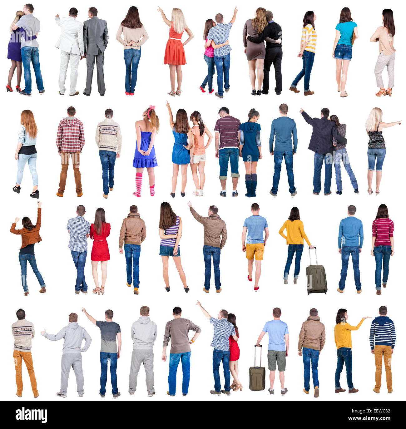 Collection " Back view people ". Rear view people set. backside view of ...