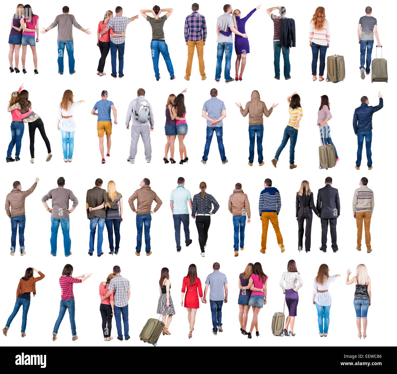 Collection " Back view people ". Rear view people set. backside view of ...