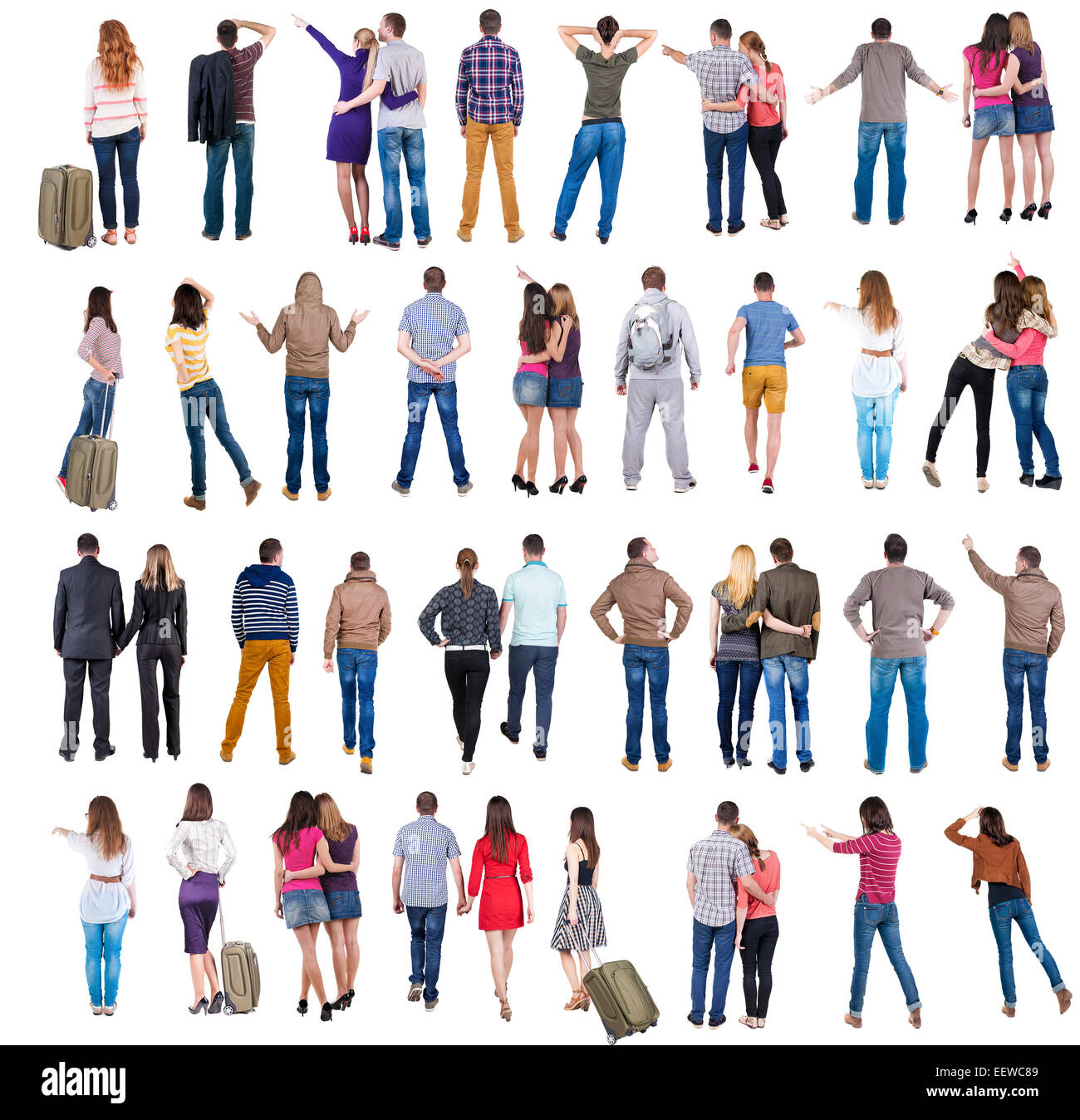 Collection " Back view people ". Rear view people set. backside view of ...
