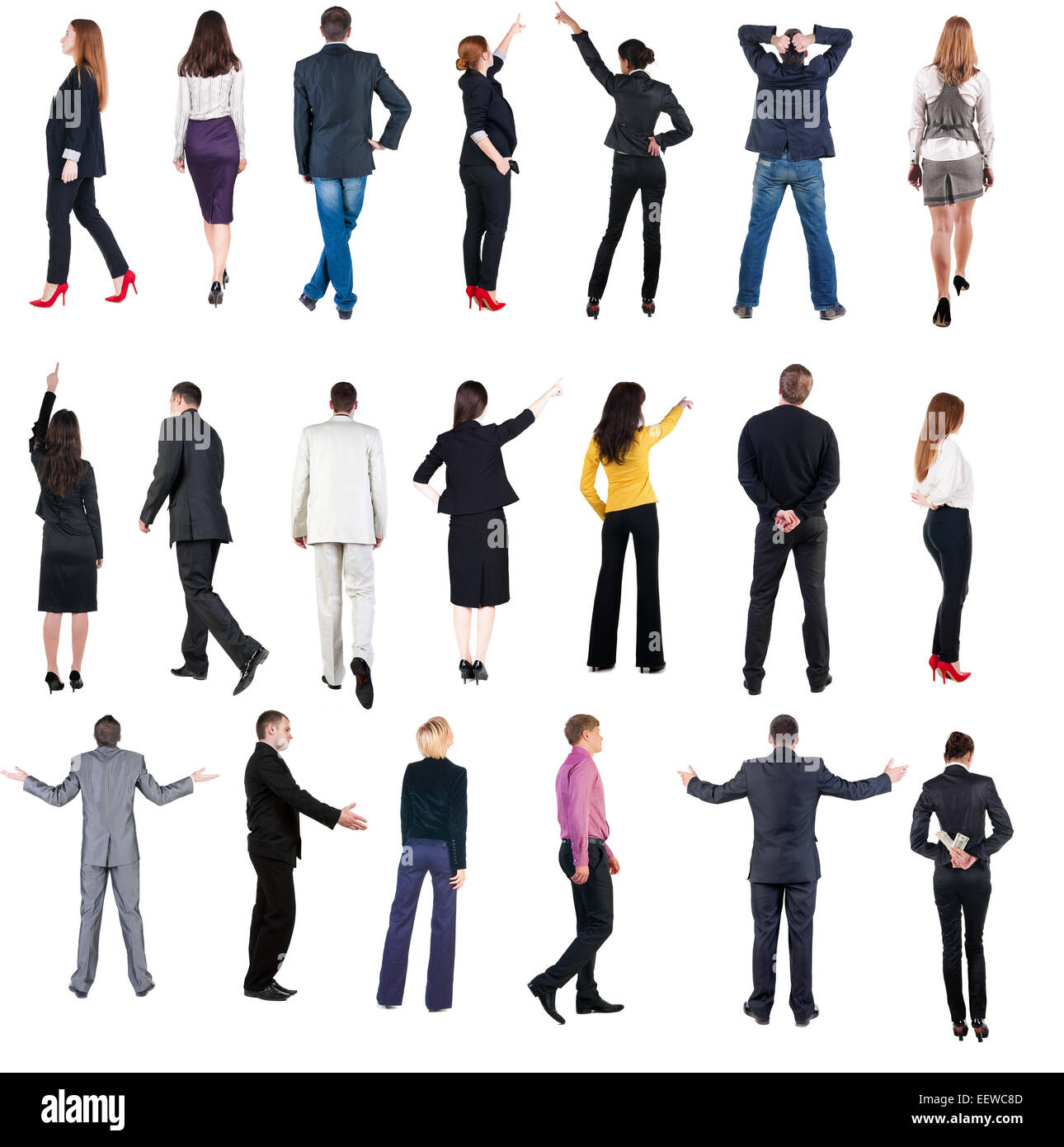 collection "Back view of business people". Rear view people set ...