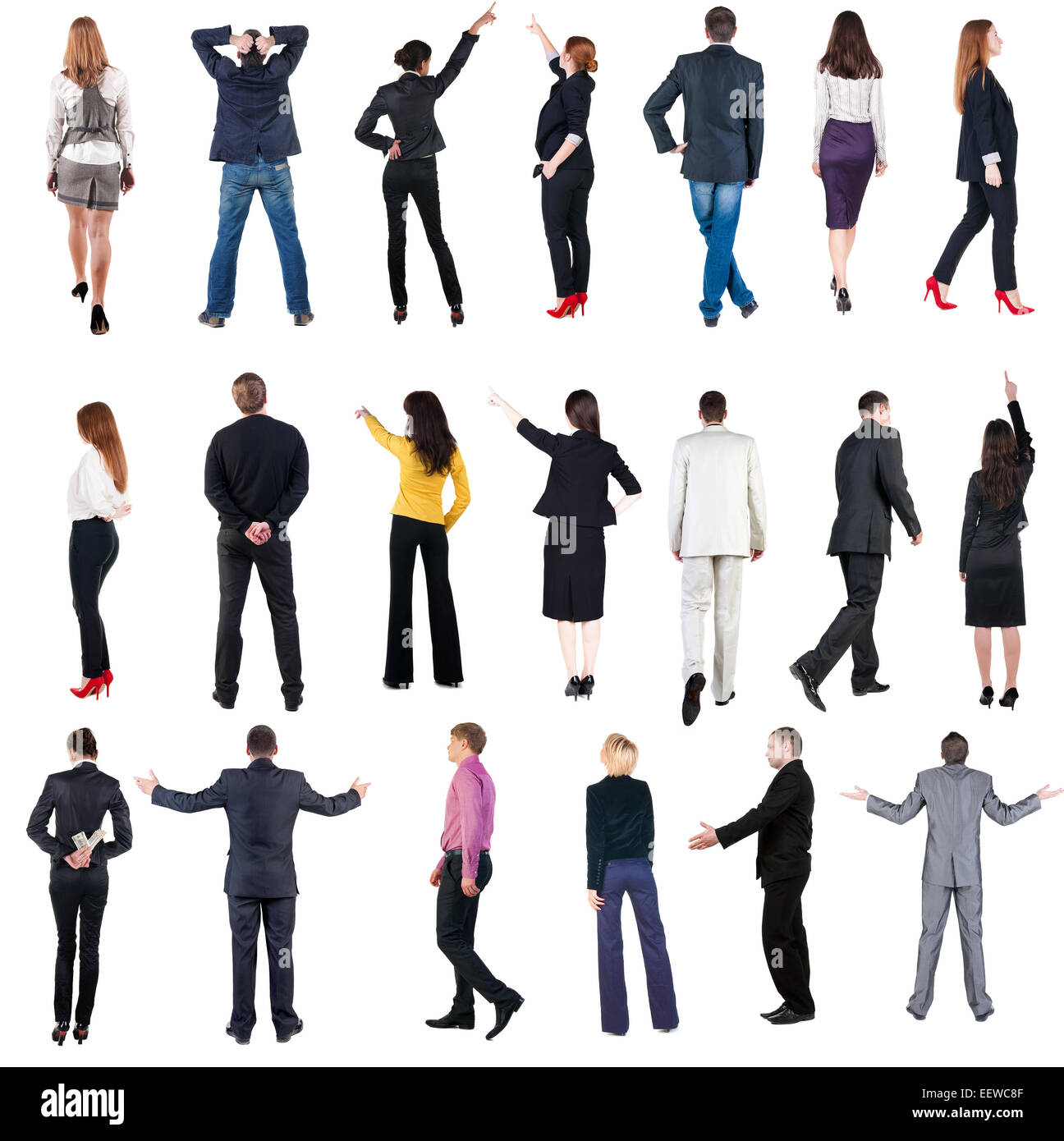 collection "Back view of business people". Rear view people set ...