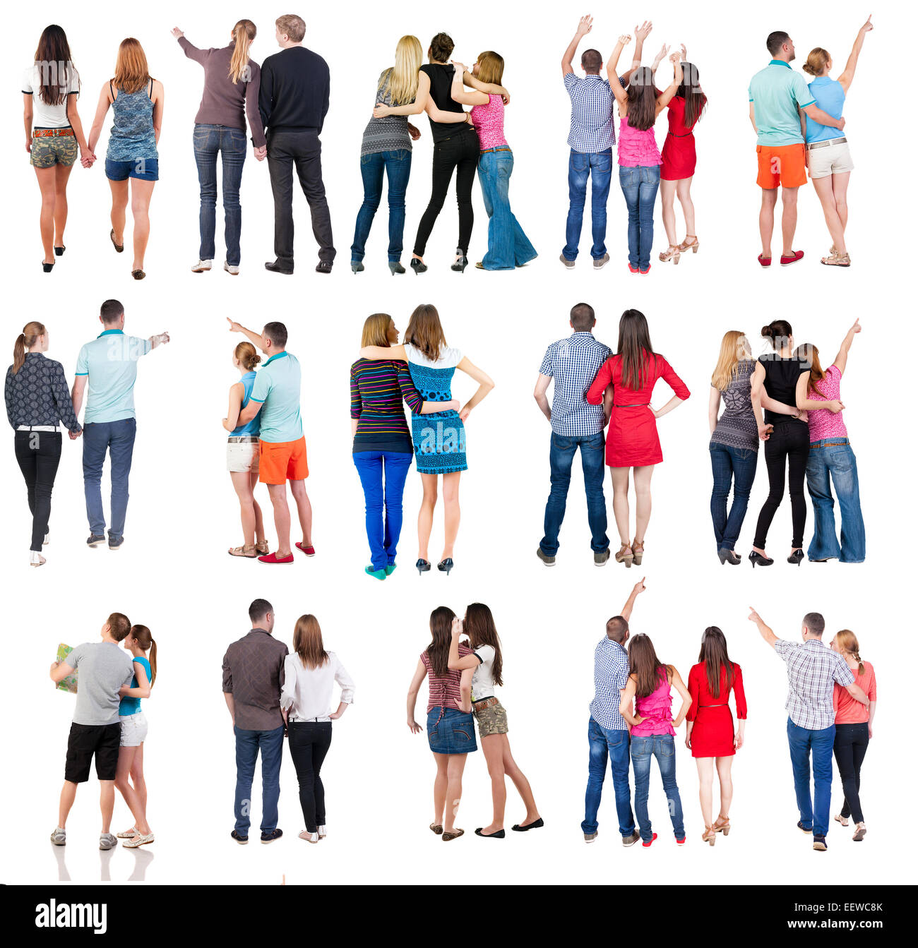 collection " Back view of group people". set " Rear view person team ...