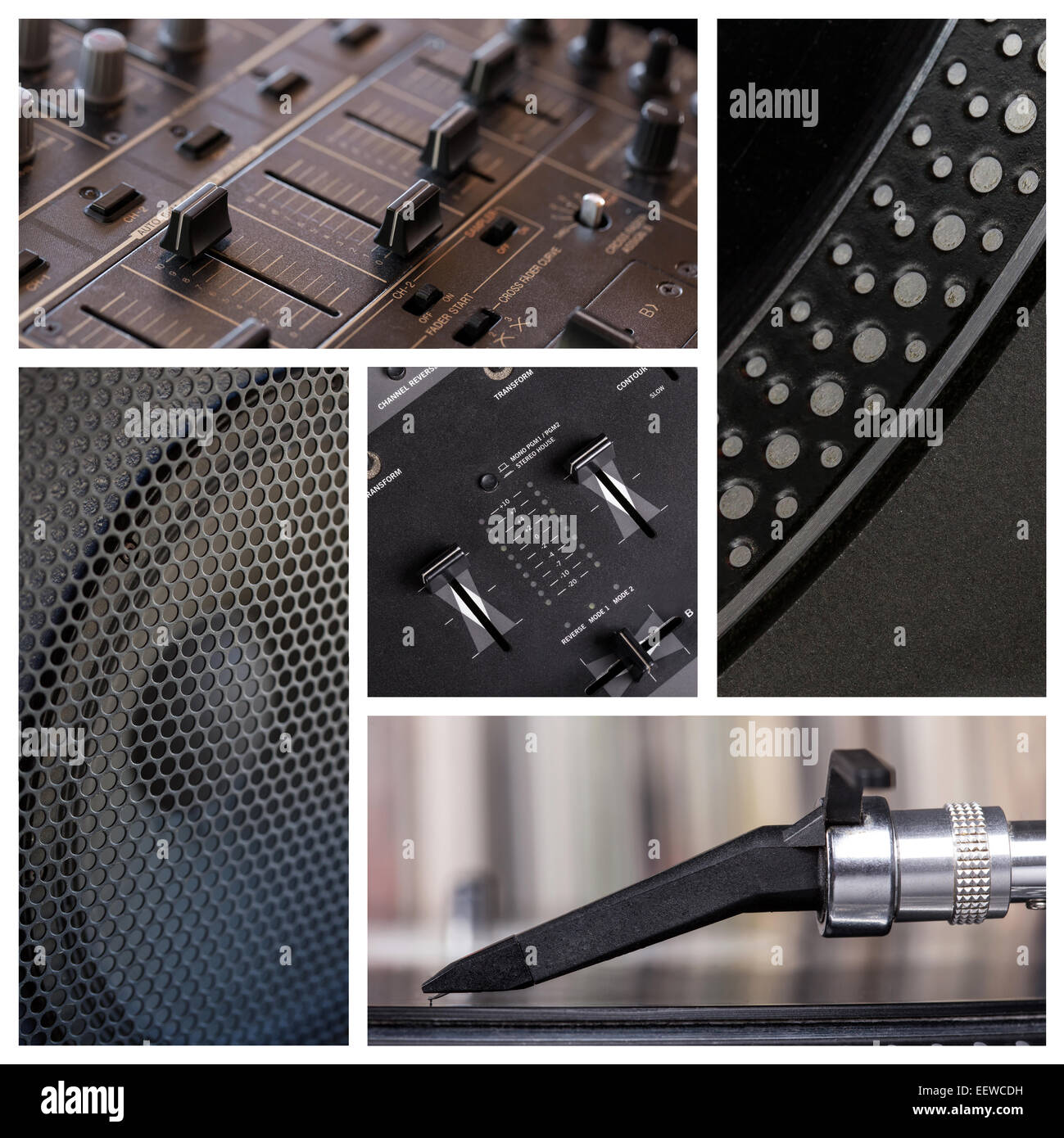 Music club collage with different dj tools Stock Photo - Alamy