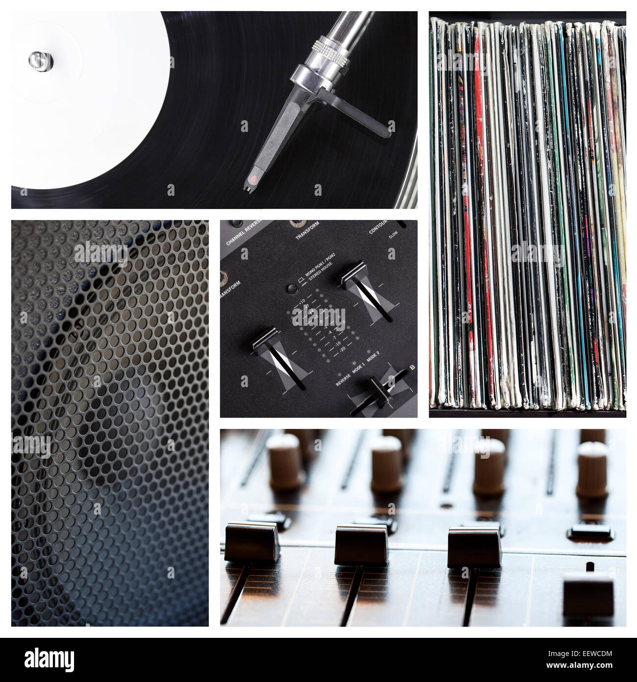 Music club collage with different dj tools Stock Photo - Alamy