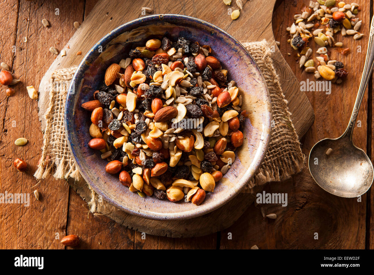 Raw Organic Homemade Trail Mix with Nuts and Fruits Stock Photo - Alamy