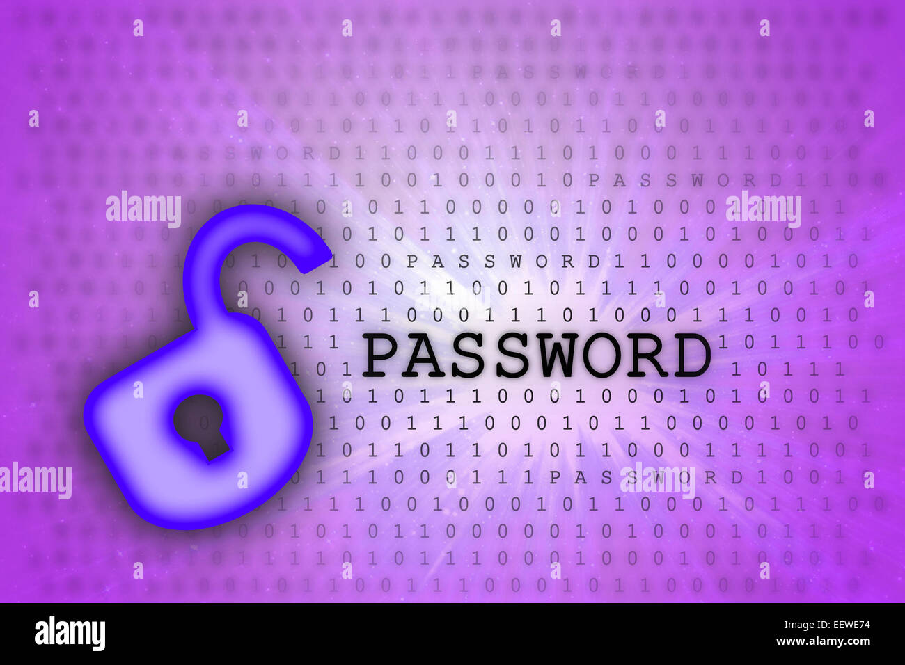 Abstract background, binary code and lock icon - Security concept Stock ...