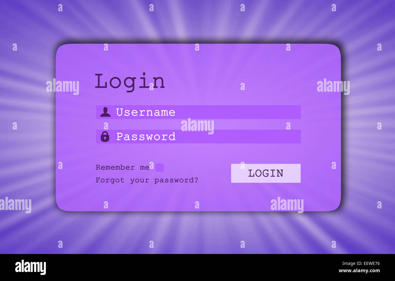 Login interface - username and password, starburst background, purple ...