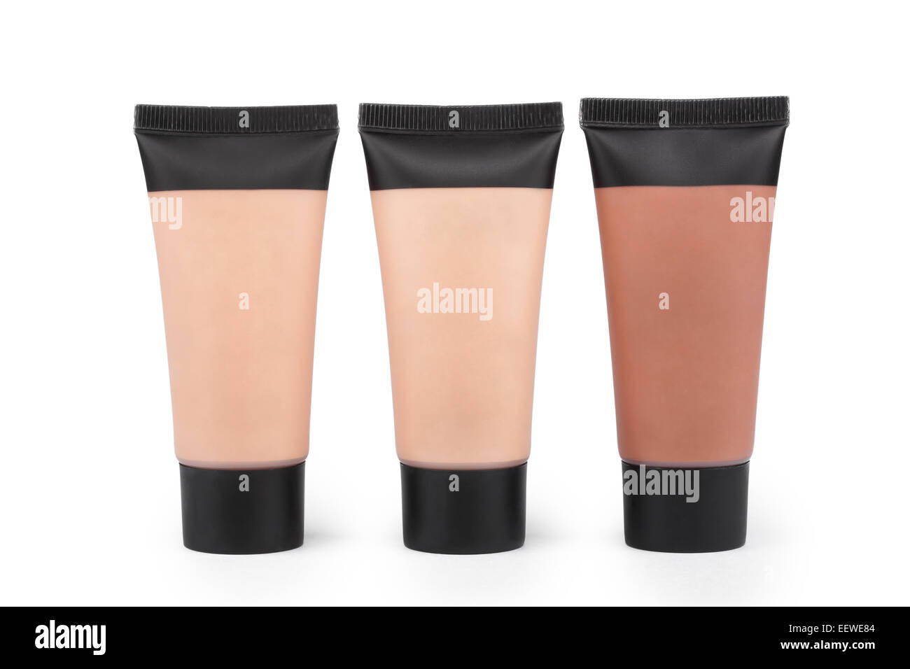 Tubes with make up liquid foundation, closeup on white background Stock ...