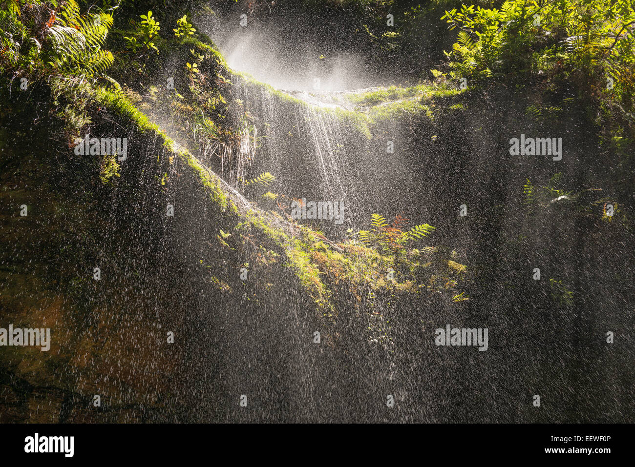 Bright sunlight on a waterfall along the Grand Canyon walk, Blue ...