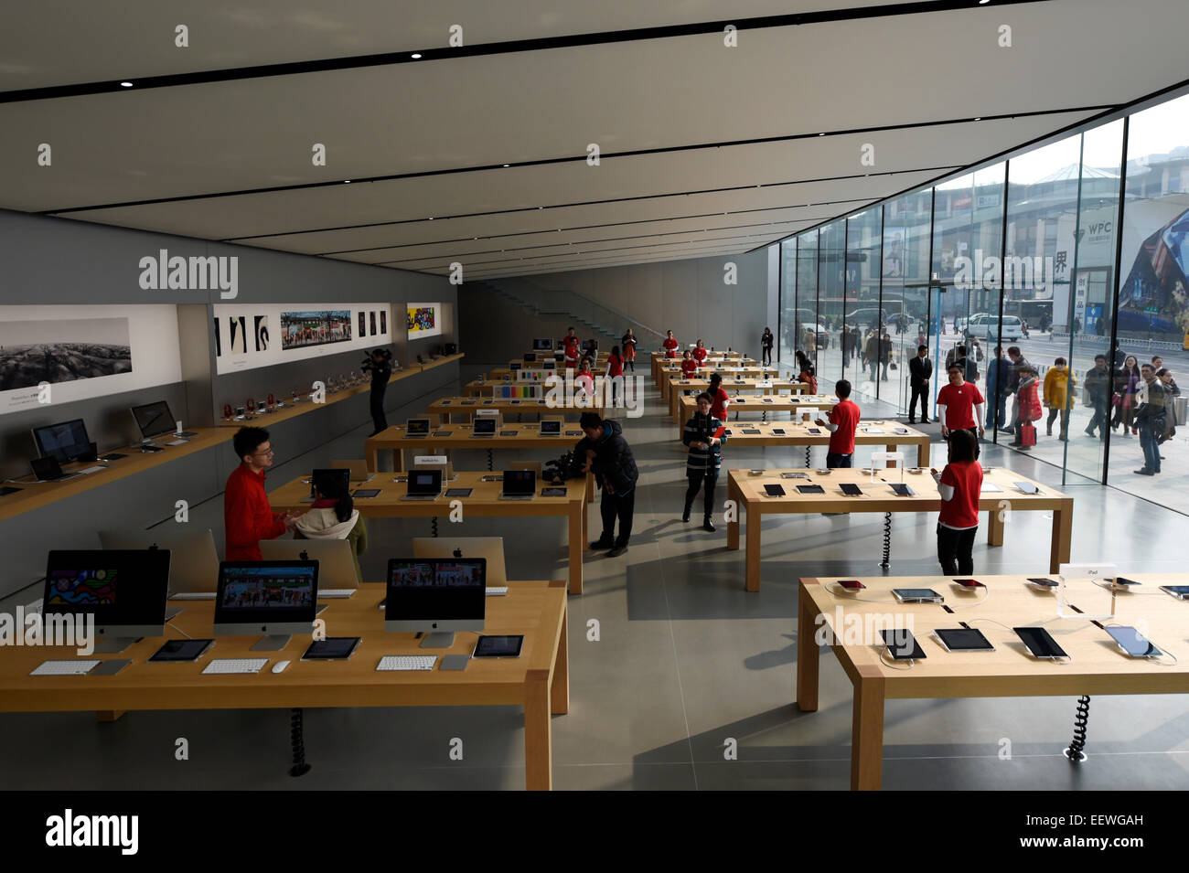 Hangzhou, China's Zhejiang Province. 22nd Jan, 2015. A new Apple Store is opened for media ...