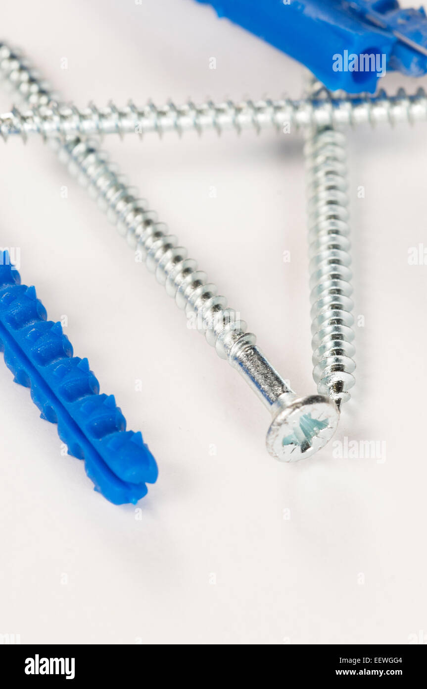 Rawbolts with wall dowels, closeup shot, local focus Stock Photo - Alamy