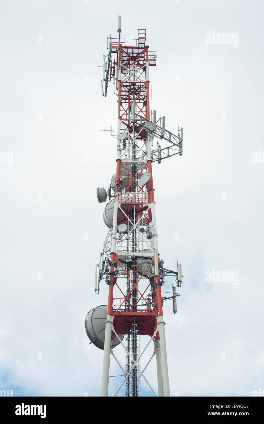 pylon with antennas and repeaters for radio signal Stock Photo - Alamy